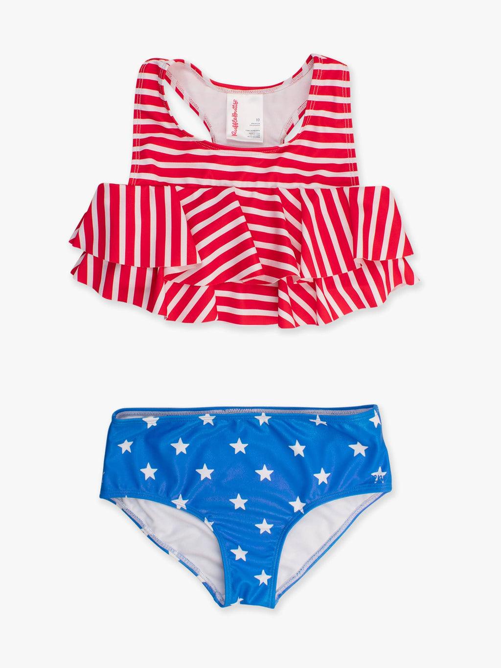Tween Girls Shimmer Stars & Stripes Flounce Bikini 2-Piece Swimsuit ...